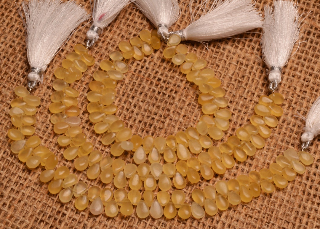 Natural Yellow Calcite Gem From Namibia, 8x6 Mm Size Pear Shape Beads ...