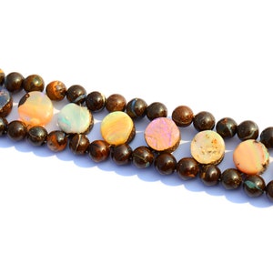 Very Rare Natural Gem Australian Boulder Opal 8MM Coin & 5MM Size Round ...