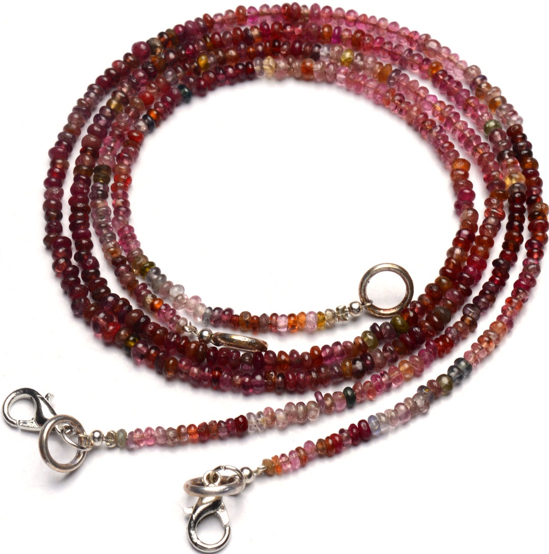 Natural Gem Multicolor Spinel Smooth 3mm Size Rondelle Beads Necklace ...