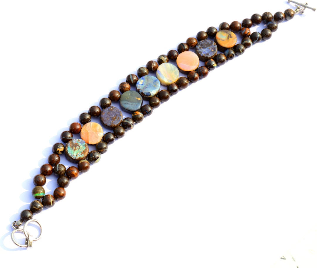 Very Rare Natural Gem Australian Boulder Opal 13MM Coin & 6.5MM Size ...