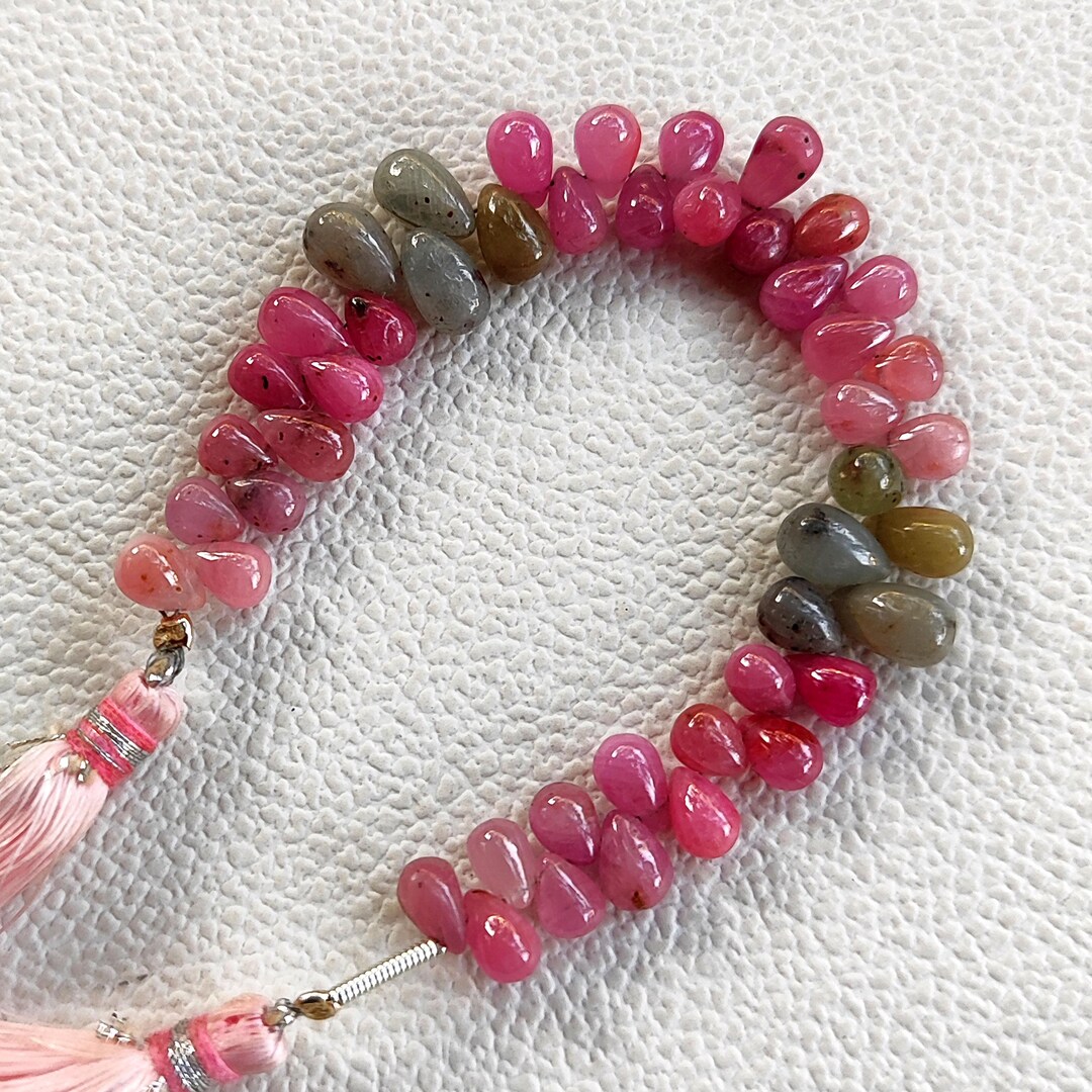 Sri Lankan Multi Sapphire Gemstone 6x4 to 7x5mm Smooth Teardrop Beads 5 ...