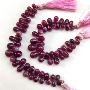 Natural Ruby Gemstone 7x4 to 11x9 Mm Size Smooth Teardrop Shape Beads 5 ...