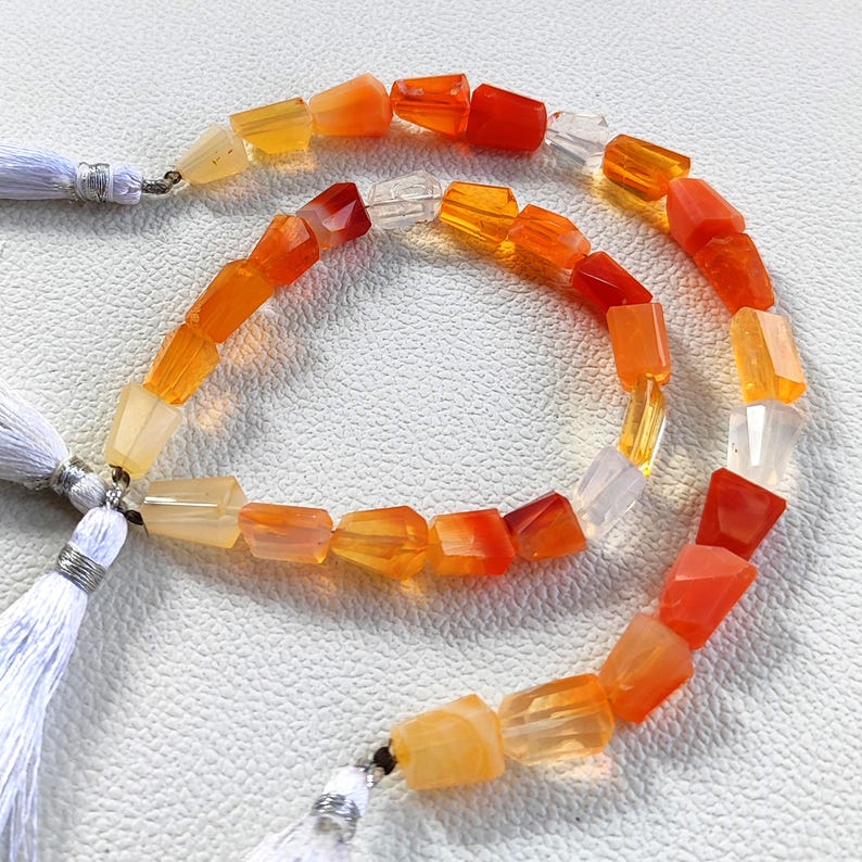 Mexican Orange Fire Opal Gemstone 9-12mm Faceted Nuggets 7.5" Strand ...
