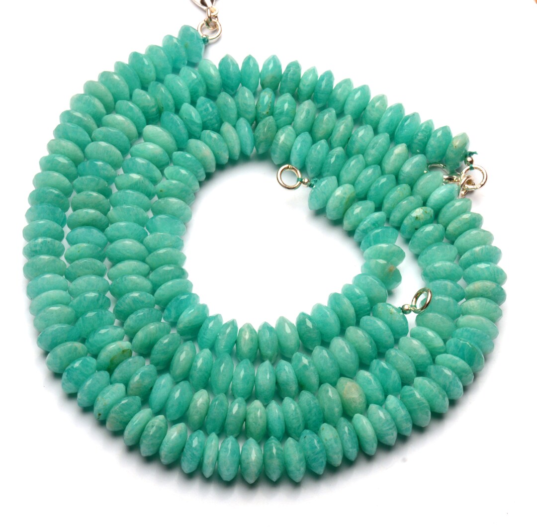 Natural Gemstone Amazonite, 9 Mm Size Faceted German Cut Beads, 17 Inch ...