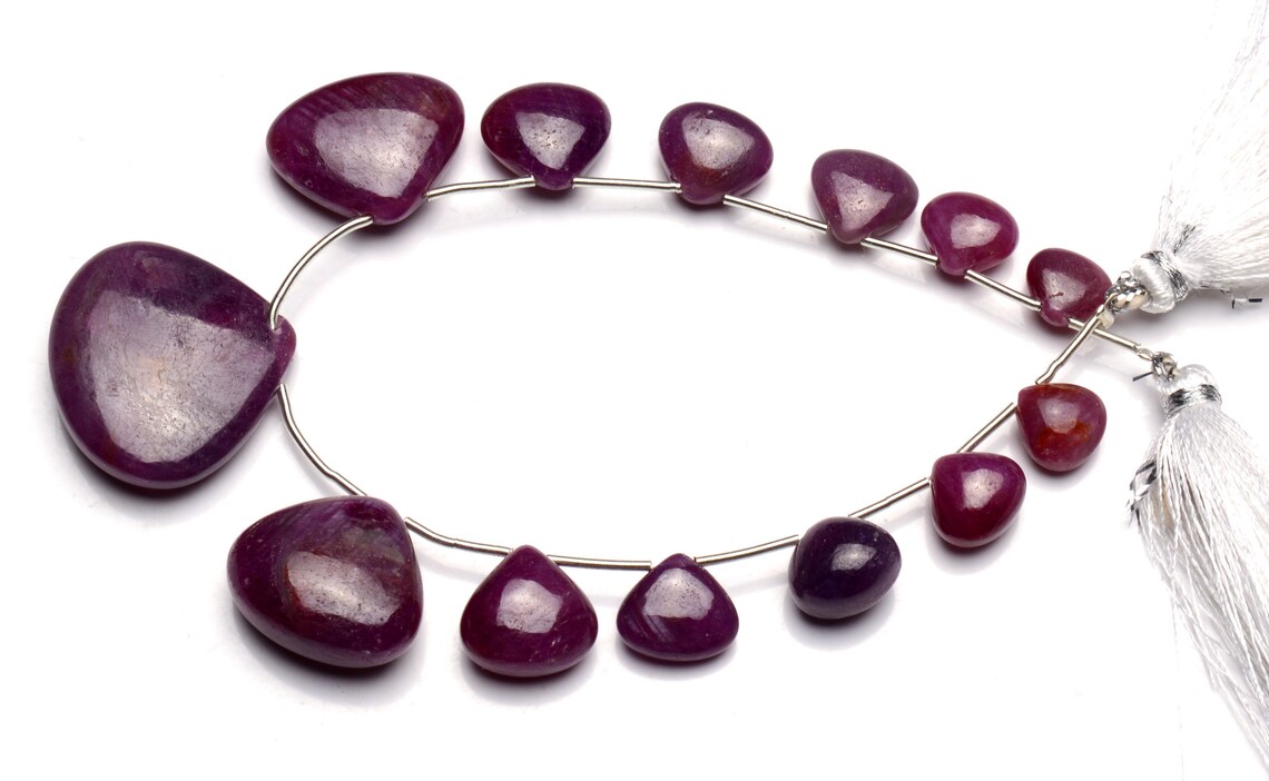 Natural Gemstone Ruby Smooth Heart Briolettes 8 Inch Full - Etsy