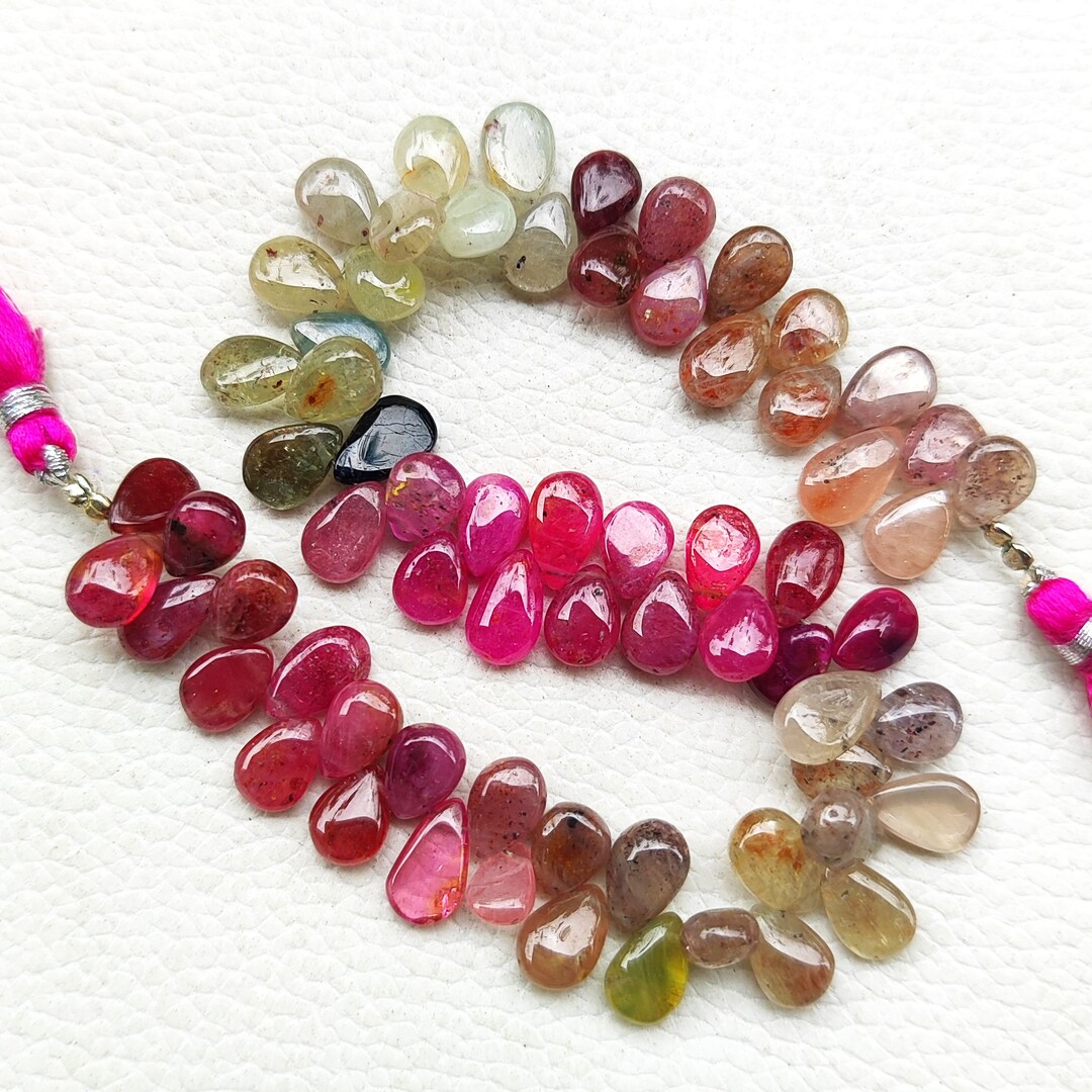 Natural Multi Sapphire Gemstone 9x6 to 9x7 Mm Size Smooth Pear Shape ...