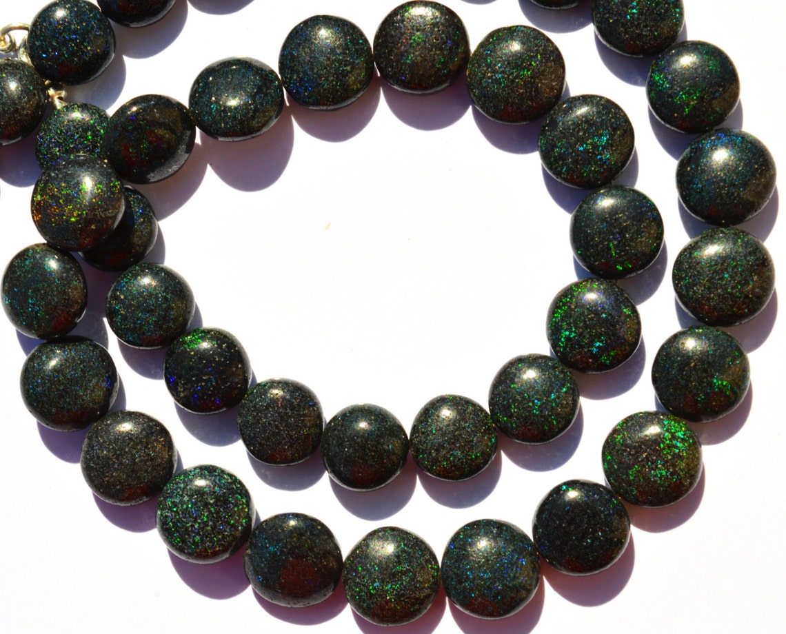 Very Rare Natural Gem Australian Matrix Black Opal 10 to 11MM Approx ...