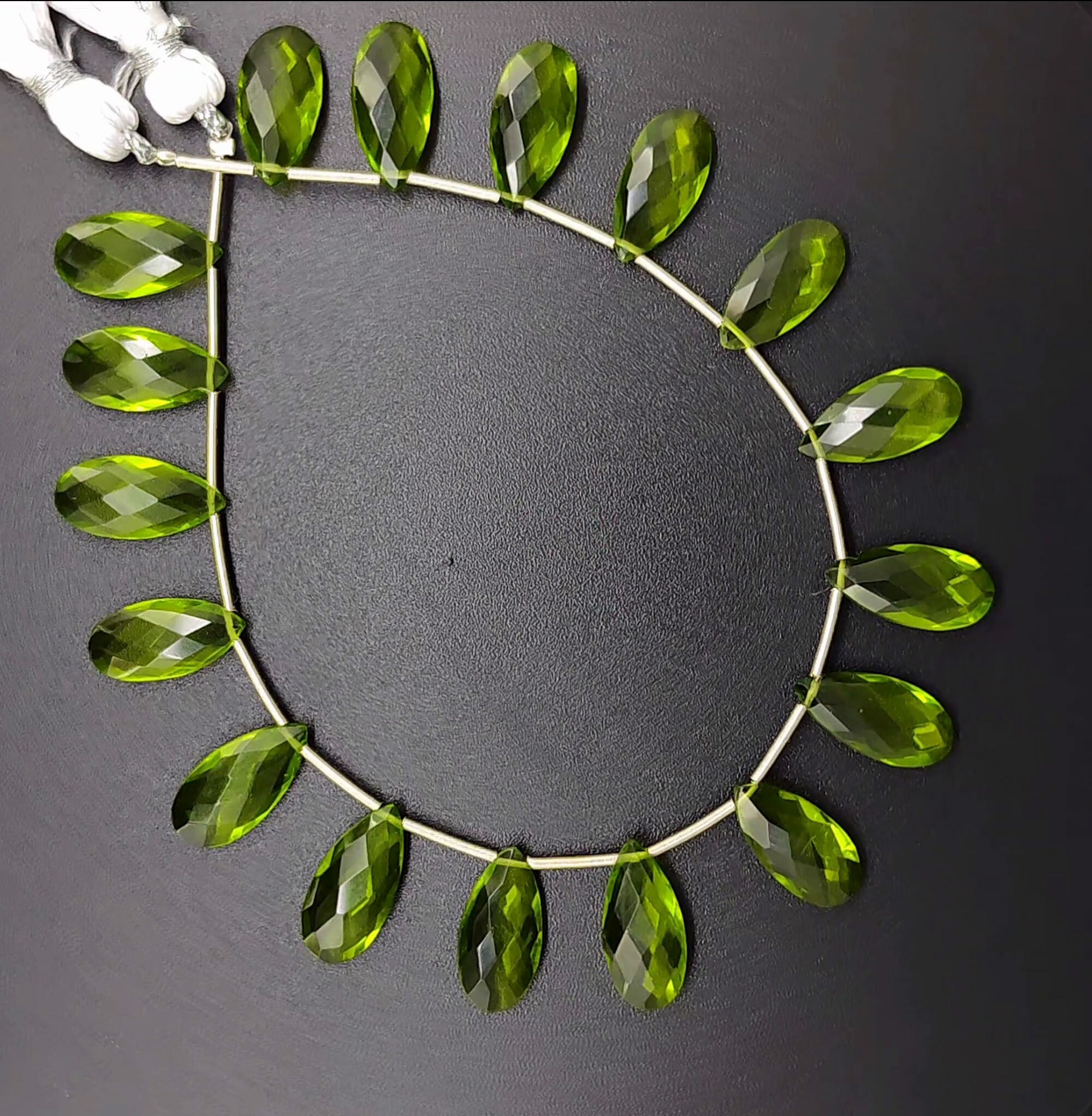 Olive Green Peridot Color Hydro Quartz Faceted 15x7 Mm Size Pear Shape ...