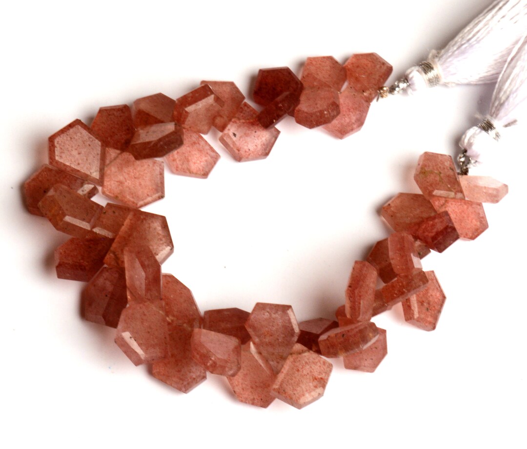Natural Strawberry Quartz Gemstone, 8 to 11 Mm Size Cut Stone Beads, 6. ...