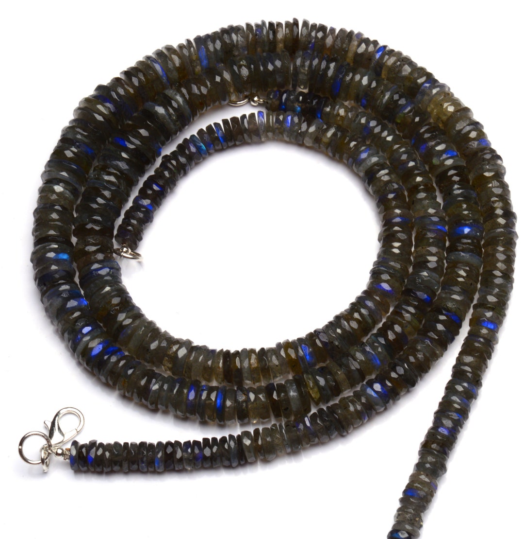 Natural Gem Flashing Blue Fire Labradorite 6 to 11MM Size Faceted ...