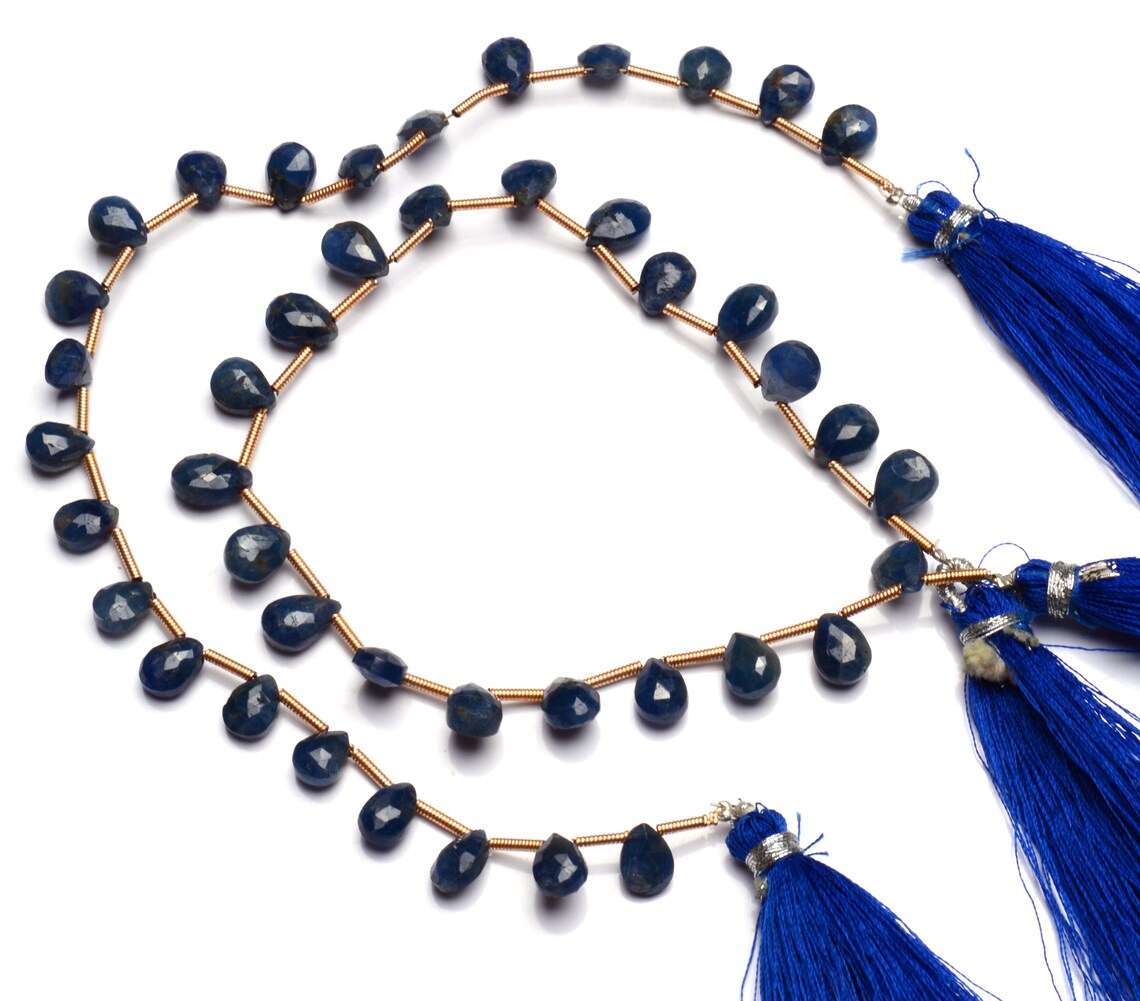 Natural Gemstone Myanmar Blue Sapphire Faceted Pear Shape Briolette ...