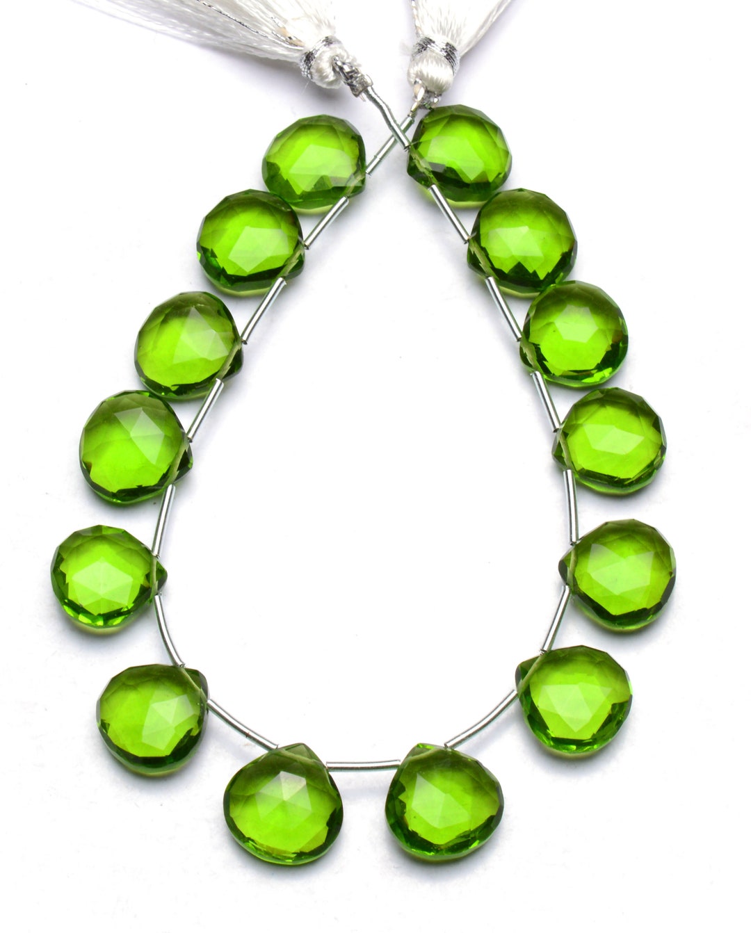 Olive Green Peridot Color Hydro Quartz Faceted 11mm Approx. Size Heart ...