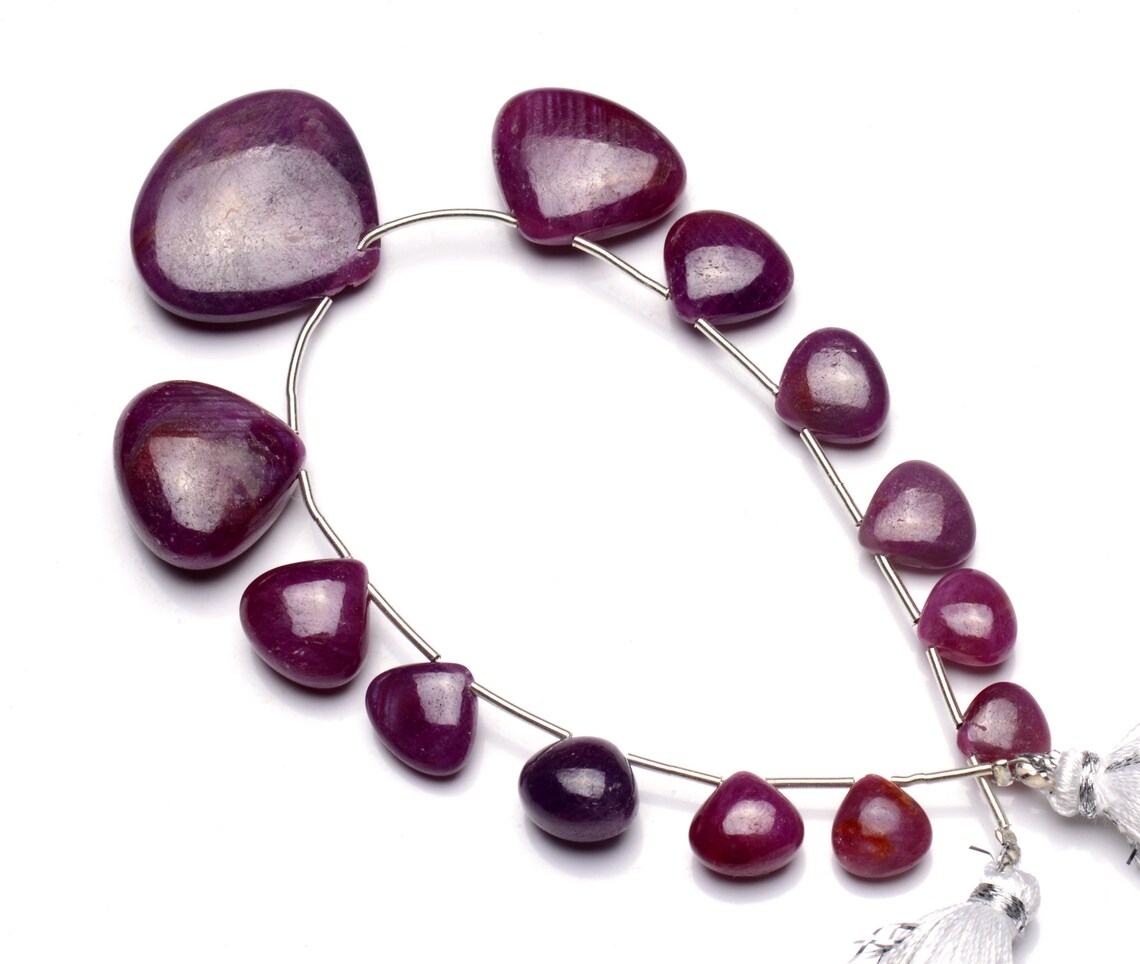 Natural Gemstone Ruby Smooth Heart Briolettes 8 Inch Full - Etsy