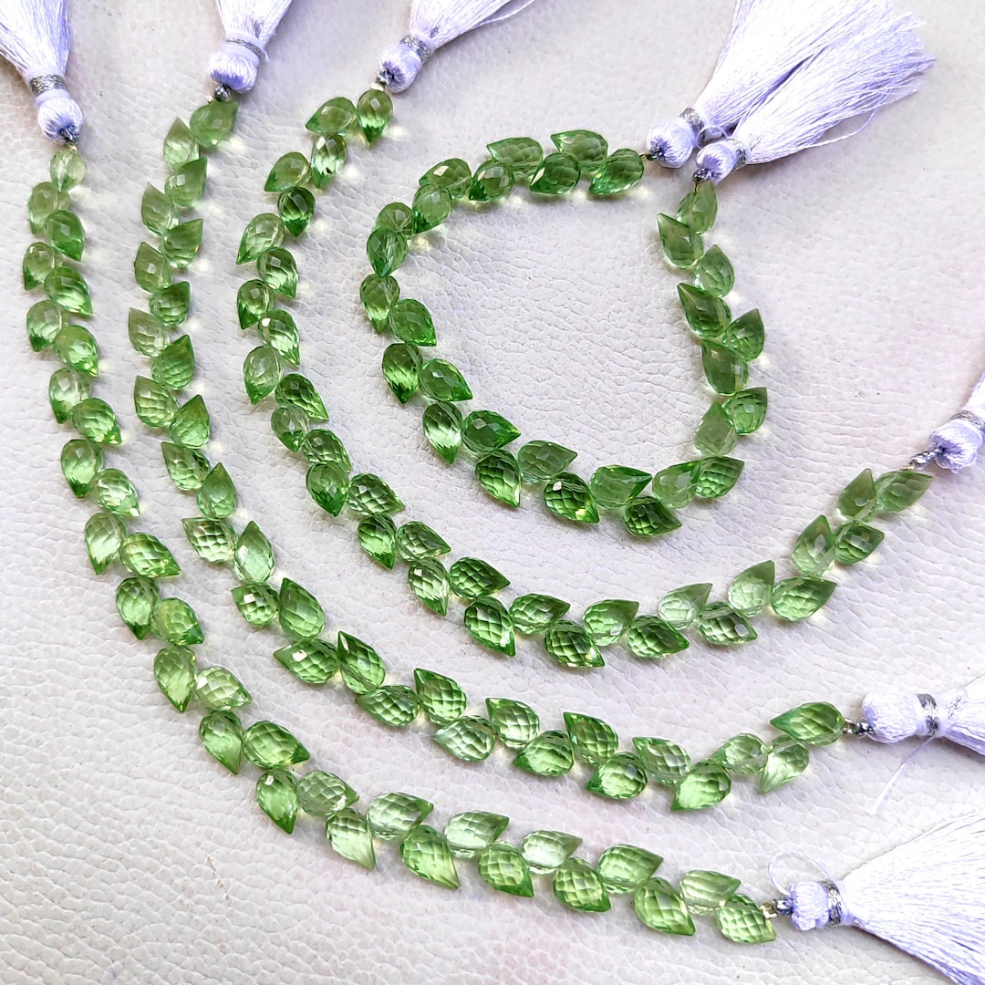 Prasiolite Color Quartz Gems 9x6 to 10x7 Mm Size Faceted Flower Bud ...