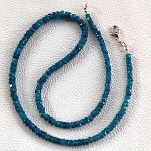 Neon Blue Color Apatite, 16" Madagascar Gemstone Necklace, 4-5.5 Mm ...