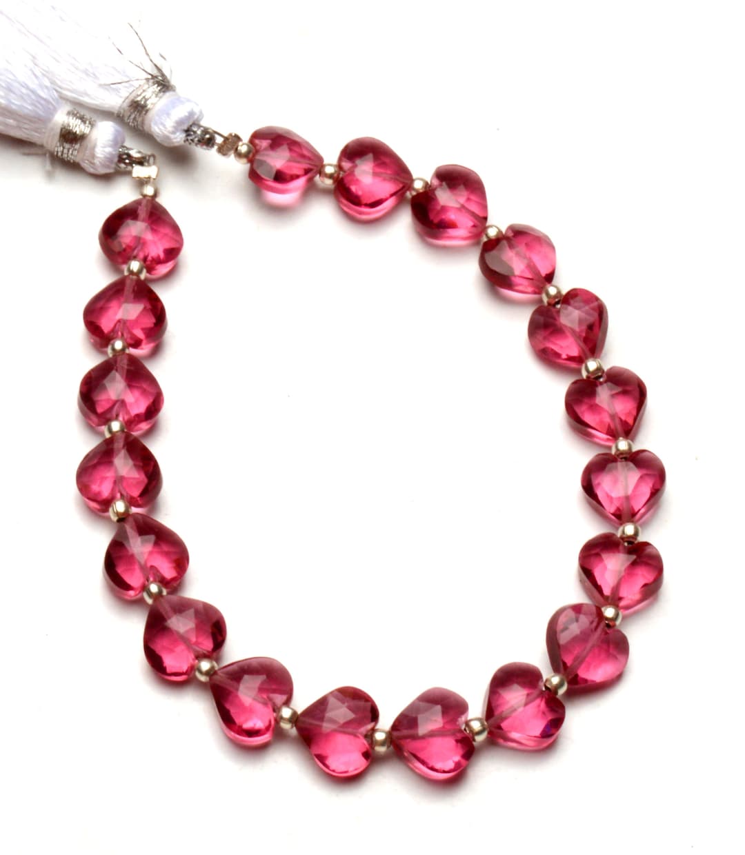 Rubellite Tourmaline Color Quartz 8 Mm Size Faceted Heart Shape Beads 8 ...