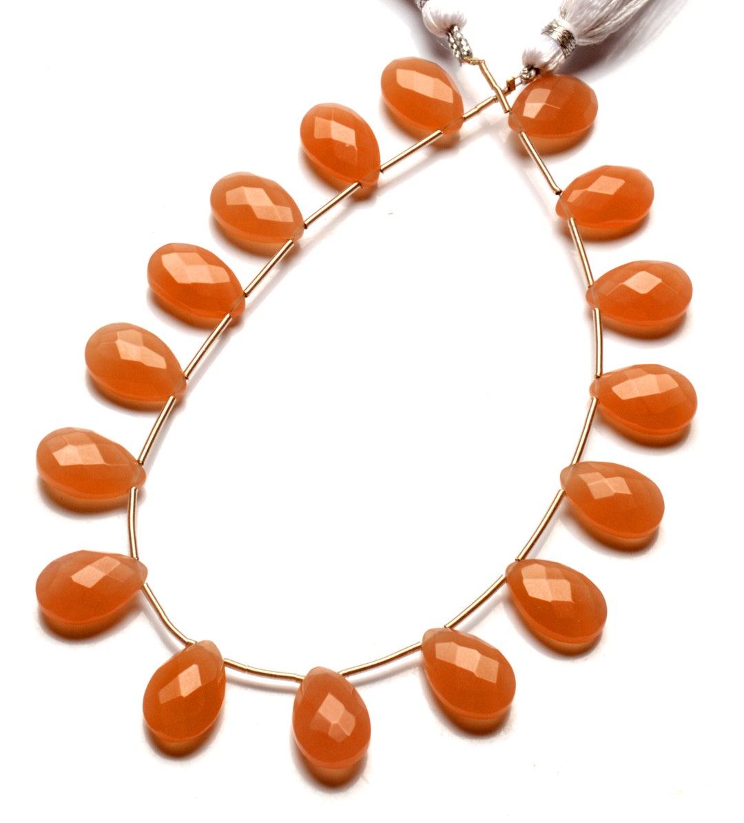 Natural Peach Moonstone Gems 14x9 Mm Size Faceted Pear Briolette Beads ...