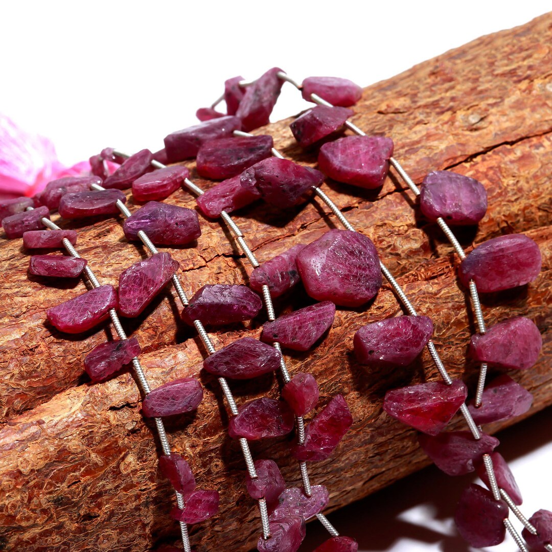 Natural Unpolished Rough Ruby Gem, Multiple Size Nugget Beads for ...
