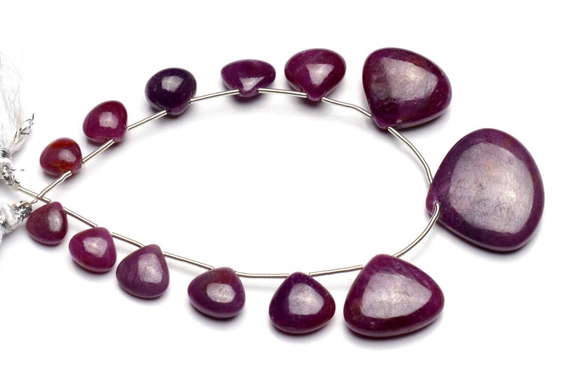 Natural Gemstone Ruby Smooth Heart Briolettes 8 Inch Full - Etsy