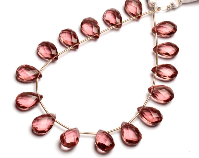 Kunzite Color Quartz 14x9 Mm Size Faceted Pear Briolette Beads 8 ...
