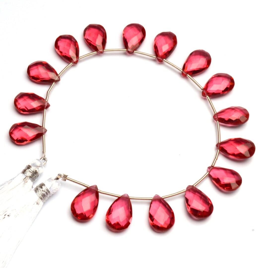 Rubellite Tourmaline Color Hydro Quartz 14x9 Mm Size Faceted Pear Shape ...
