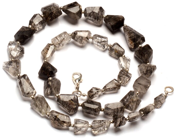 Natural Rutile Quartz Gems 9 to 16 Mm Size Faceted Nugget Shape Beads ...