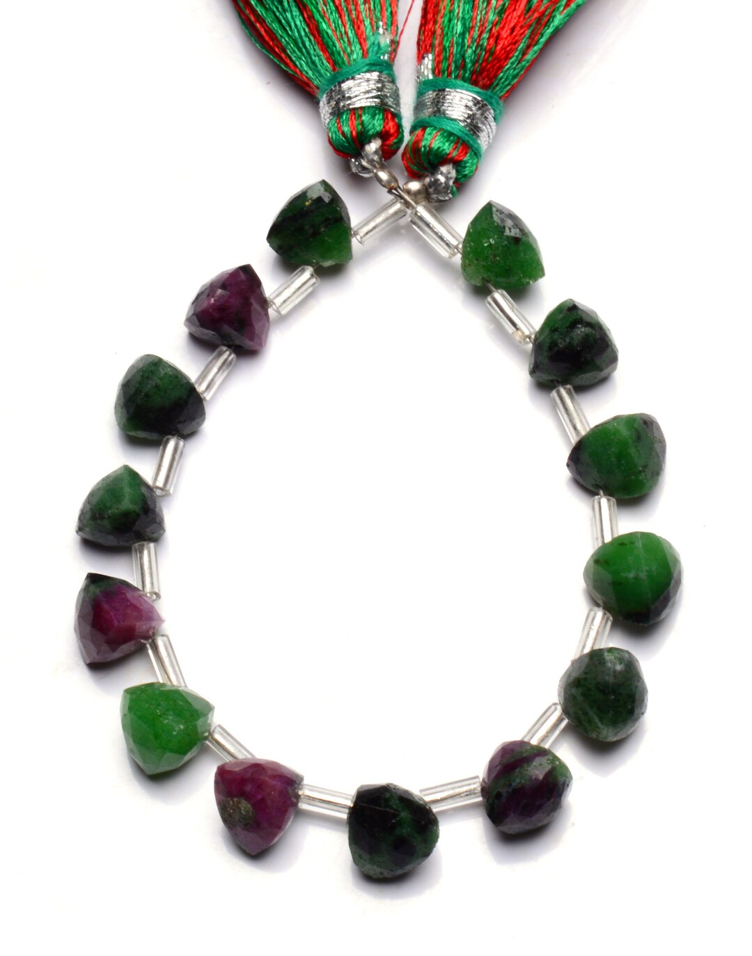 Bicolor Gemstone Natural Ruby Zoisite 7MM Size Faceted 3D Trillion ...
