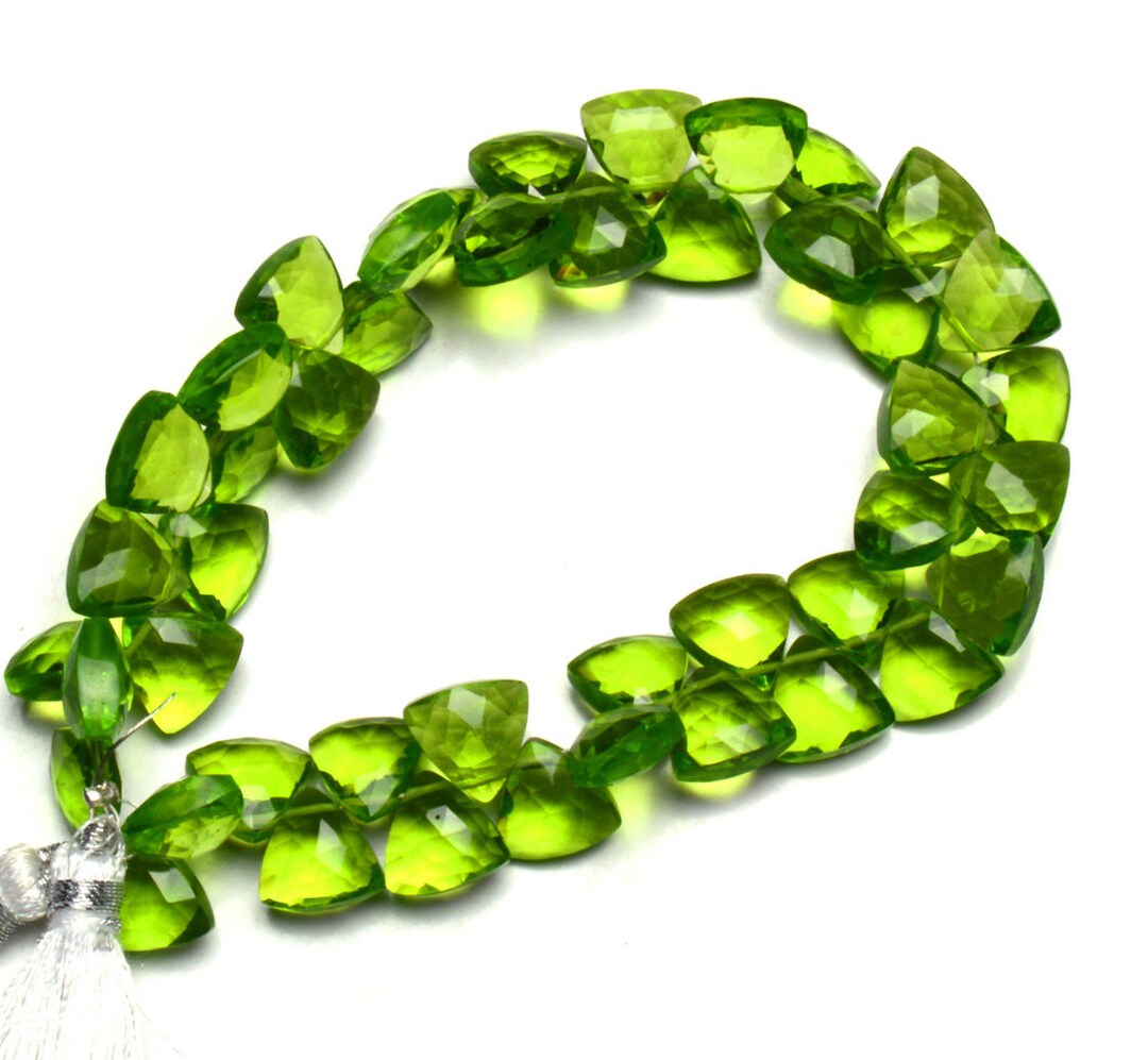 Olive Green Peridot Color Hydro Quartz Faceted 8MM Approx. Trillion ...