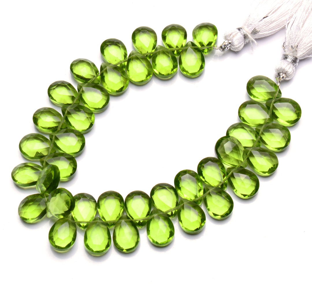 Olive Green Peridot Color Hydro Quartz Faceted 11x8mm Approx. Size Pear ...
