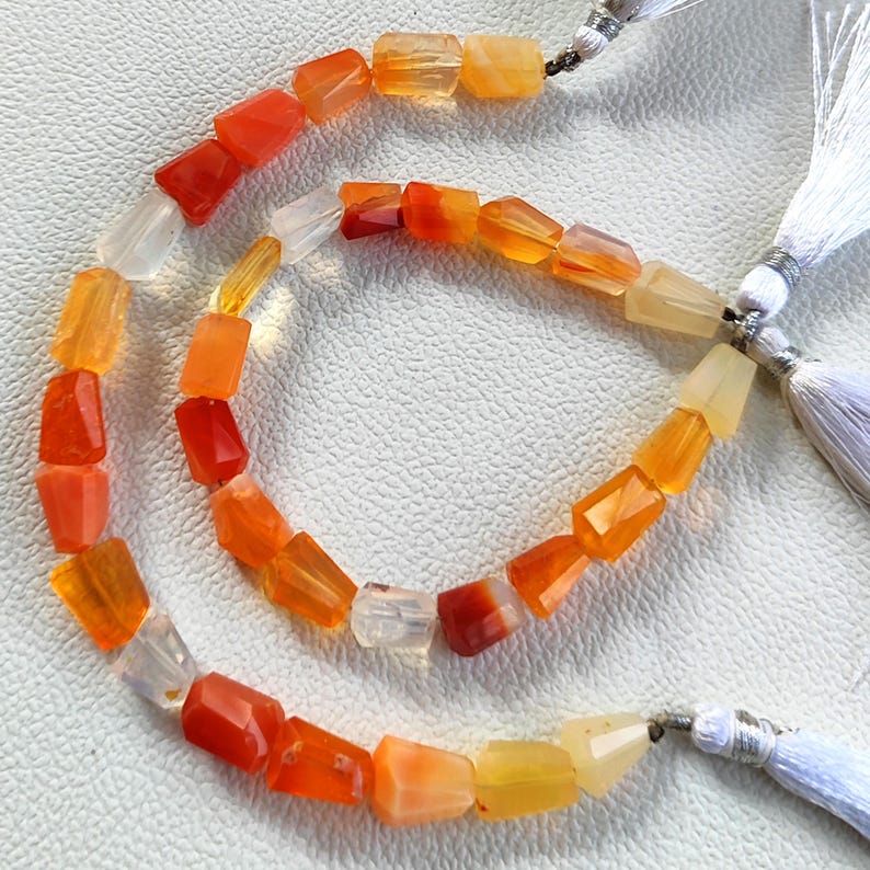 Mexican Orange Fire Opal Gemstone 9-12mm Faceted Nuggets 7.5" Strand ...