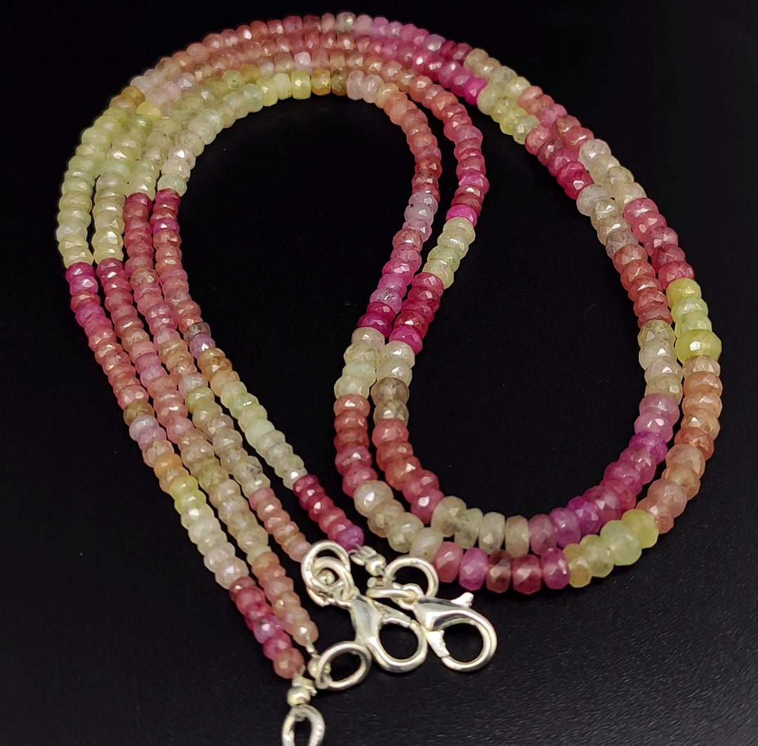 Natural Multi Sapphire Gemstone, 3 to 5 Mm Size Faceted Rondelle Beads ...