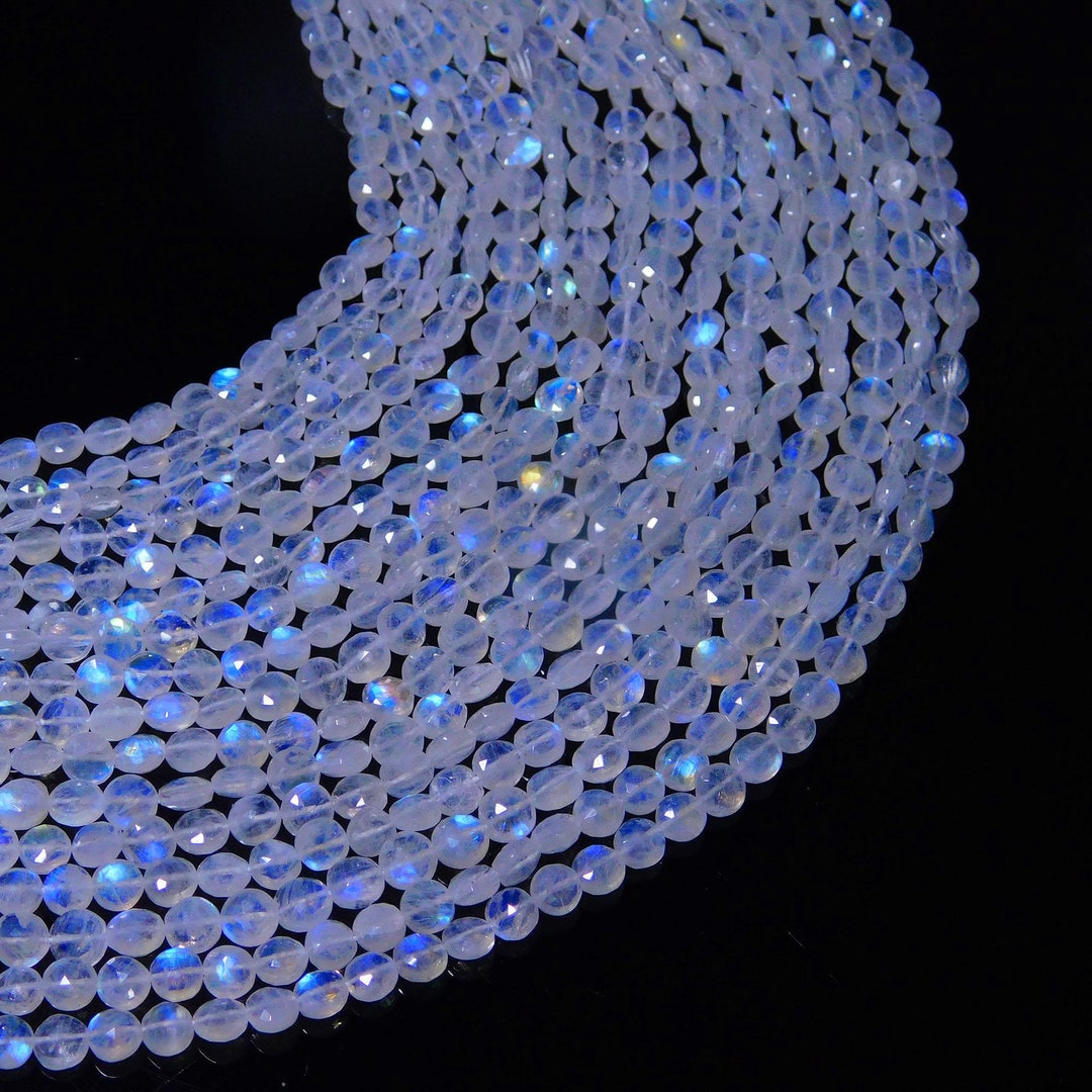 Natural Gem Rainbow Fire Moonstone Multiple Size Faceted Coin Shape ...