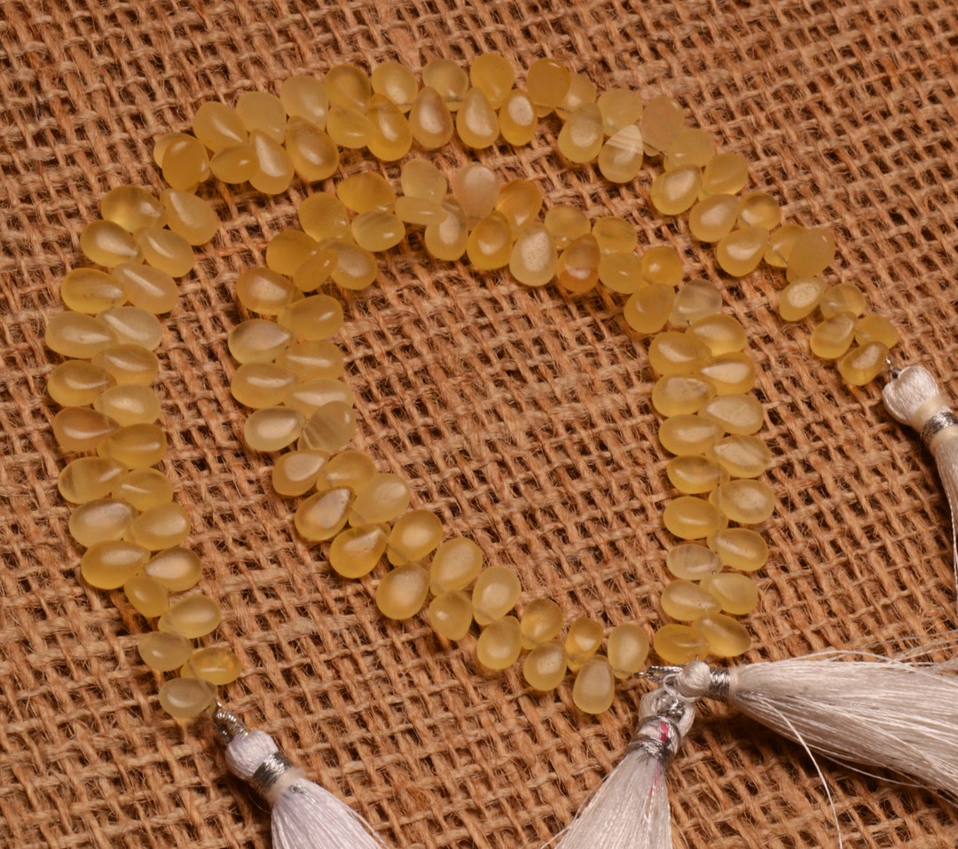 Natural yellow calcite gem from Namibia, 7x5 to 8x6 mm size pear shape ...