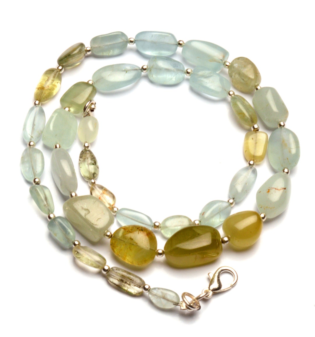 Natural Multi Beryl Multiple Size Smooth Nugget Beads Necklace 17 Inch ...