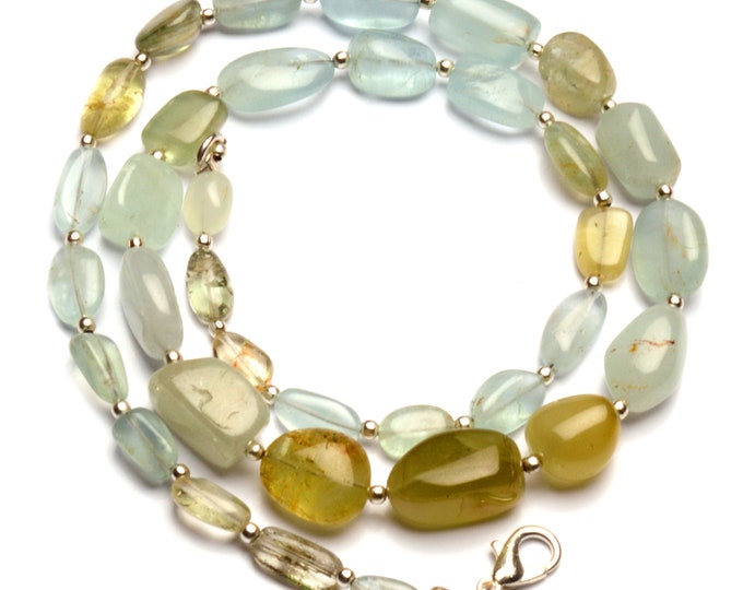 Natural Multi Beryl Multiple Size Smooth Nugget Beads Necklace 17 Inch ...
