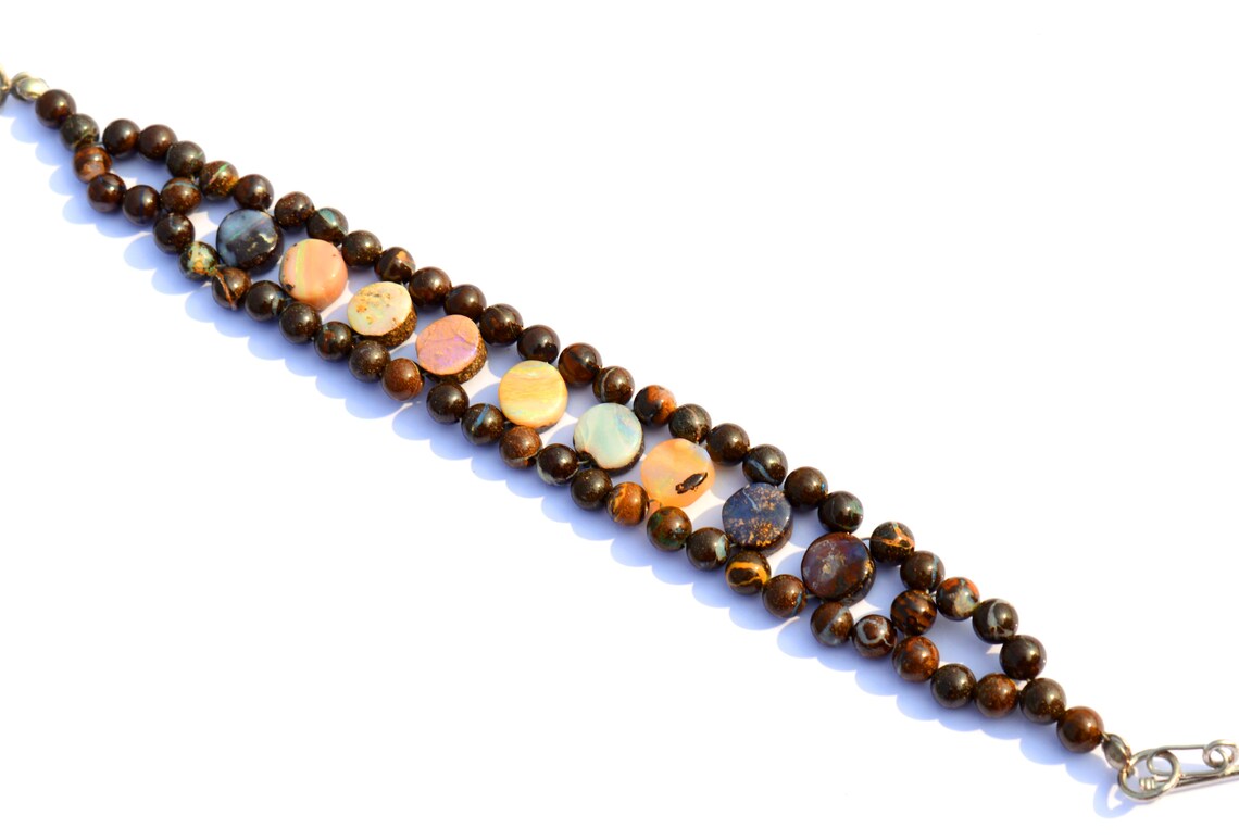Very Rare Natural Gem Australian Boulder Opal 8MM Coin & 5MM Size Round ...