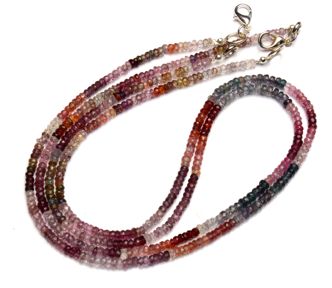 Natural Gem Multicolor Spinel Faceted 3mm Size Rondelle Beads 18" Full ...
