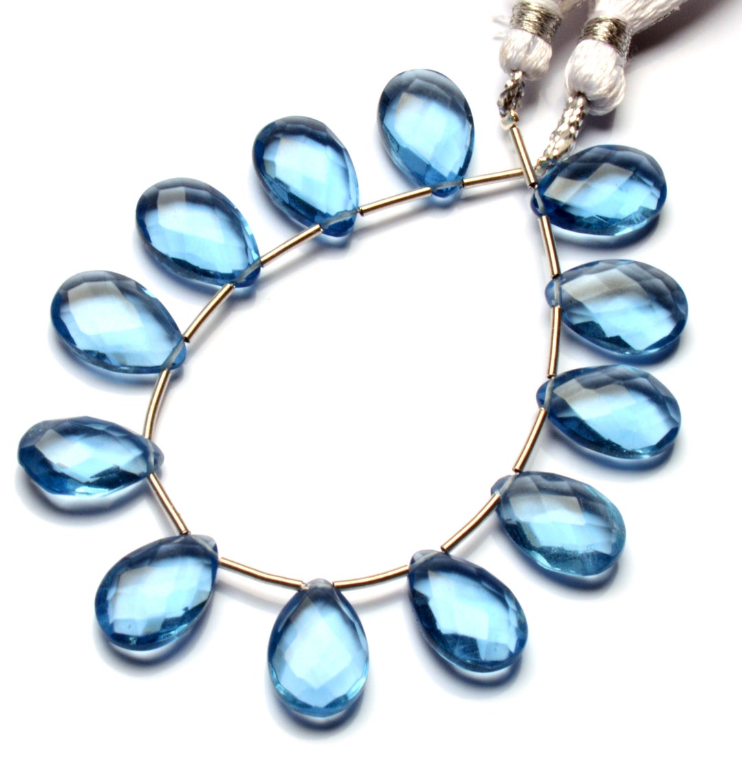 Teal Aquamarine Color Quartz 14x9 Mm Size Faceted Pear Shape Briolette ...