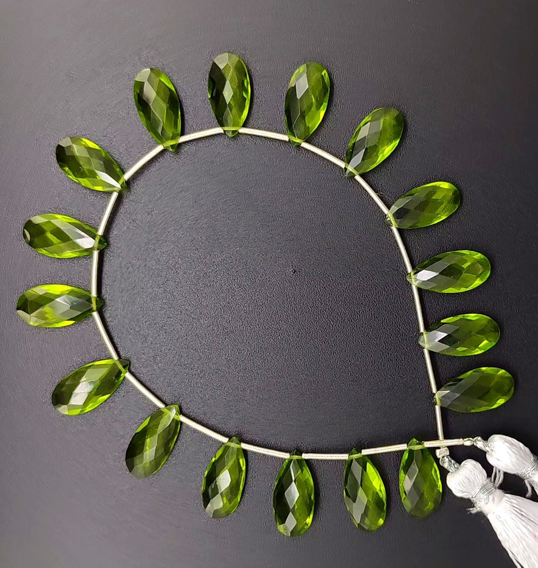 Olive Green Peridot Color Hydro Quartz Faceted 15x7 Mm Size Pear Shape ...