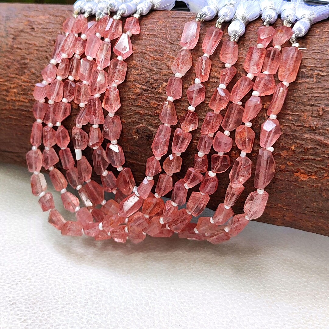 Natural Pink Strawberry Quartz Gemstone 8 to 10 Mm Size Faceted Nugget ...