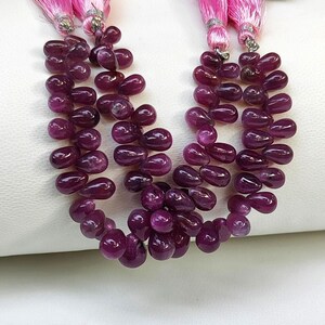 Natural Ruby Gemstone 7x4 to 11x9 Mm Size Smooth Teardrop Shape Beads 5 ...
