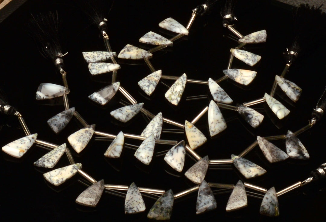 Natural Gem Dendritic Agate, Crown Cut Sail Shape Beads, 7 Inch Full ...