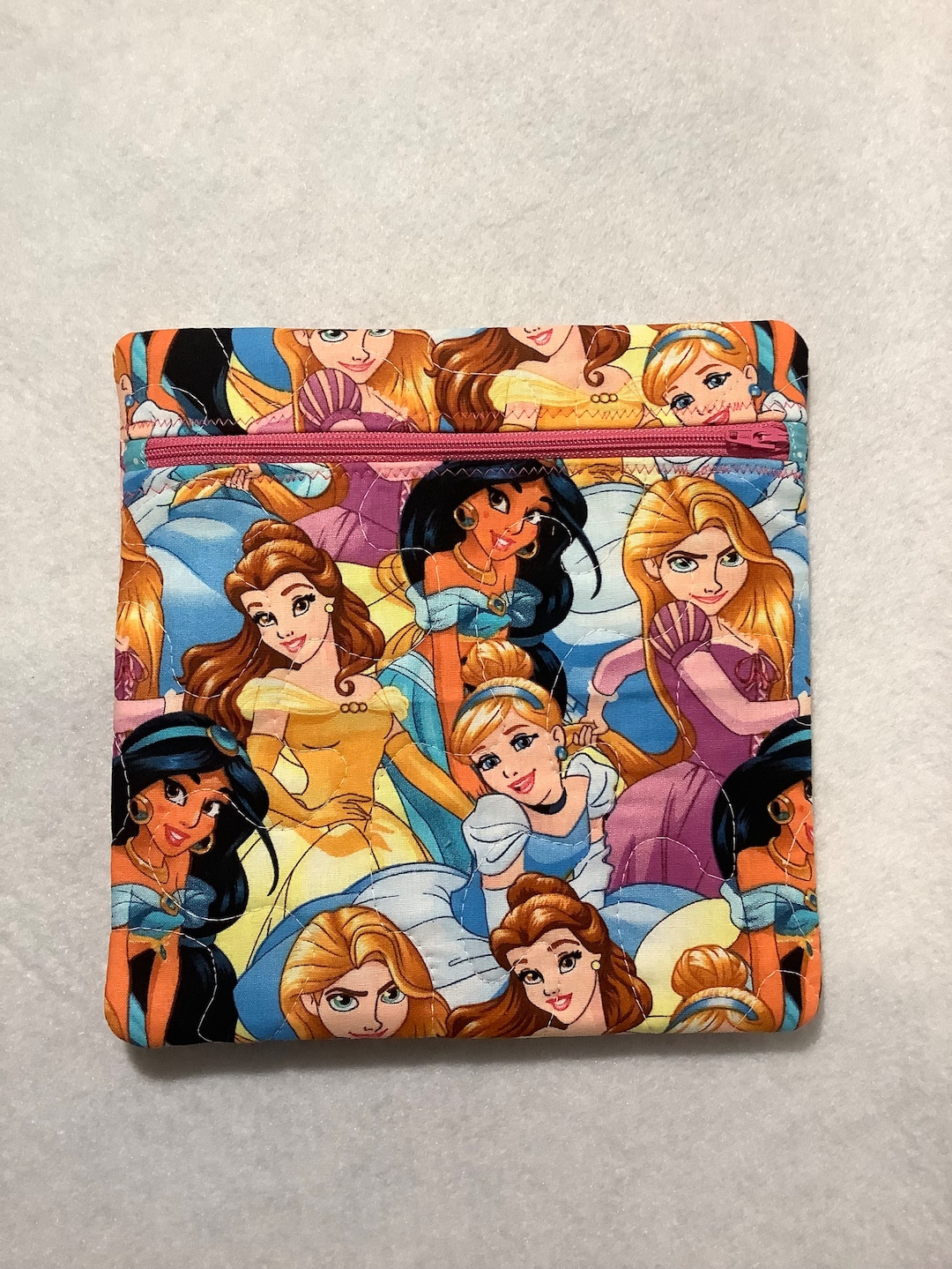 Quilted Zipper Pouch Disney Princesses With Bright Colors. - Etsy
