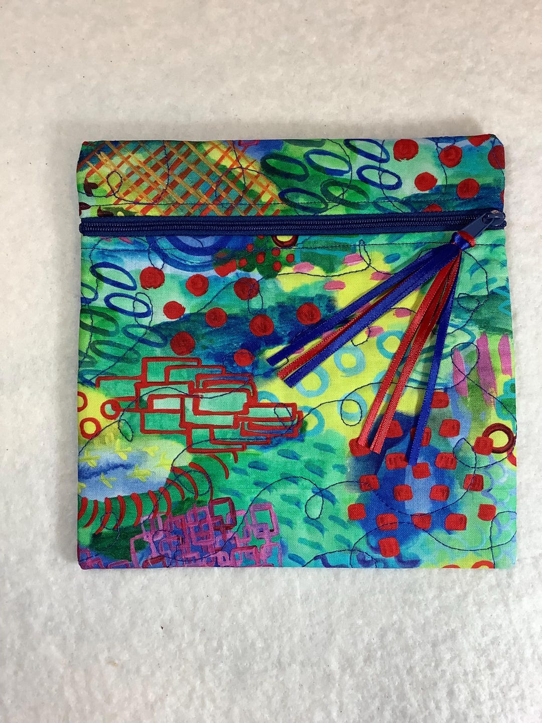 Quilted Front Zipper Pouch: Modern Abstract Shapes and Bright Colors. 7 ...