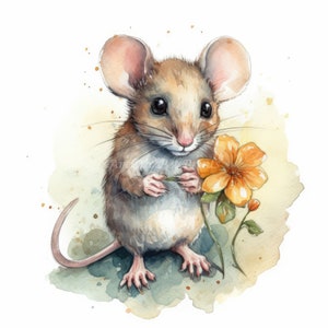 Mouse and Flower Clipart - 10 High Quality JPG Images - Digital ...