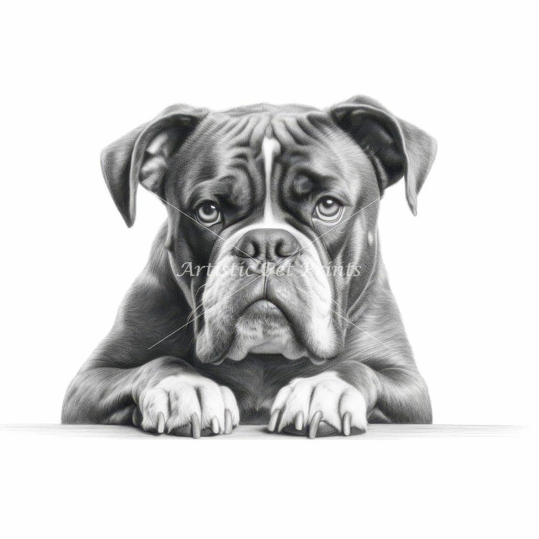 Boxer Sketch Drawings - 10 High Quality Jpg's - Digital Download! Wall ...