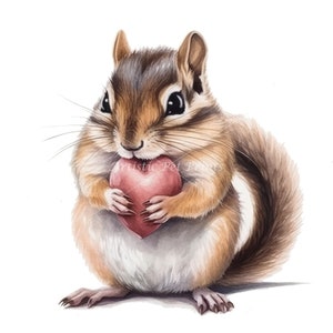 Chipmunk and Heart Clipart - 10 High Quality JPG Images - Digital ...