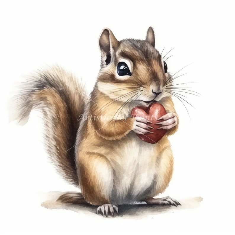 Chipmunk and Heart Clipart - 10 High Quality JPG Images - Digital ...