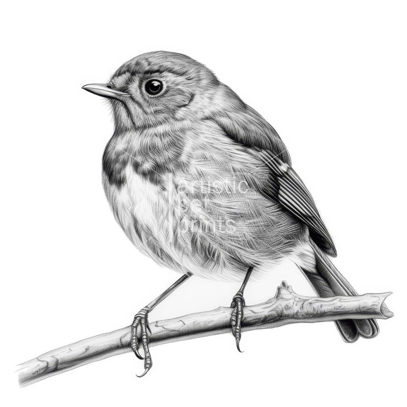 Pencil Drawing Robin - Etsy