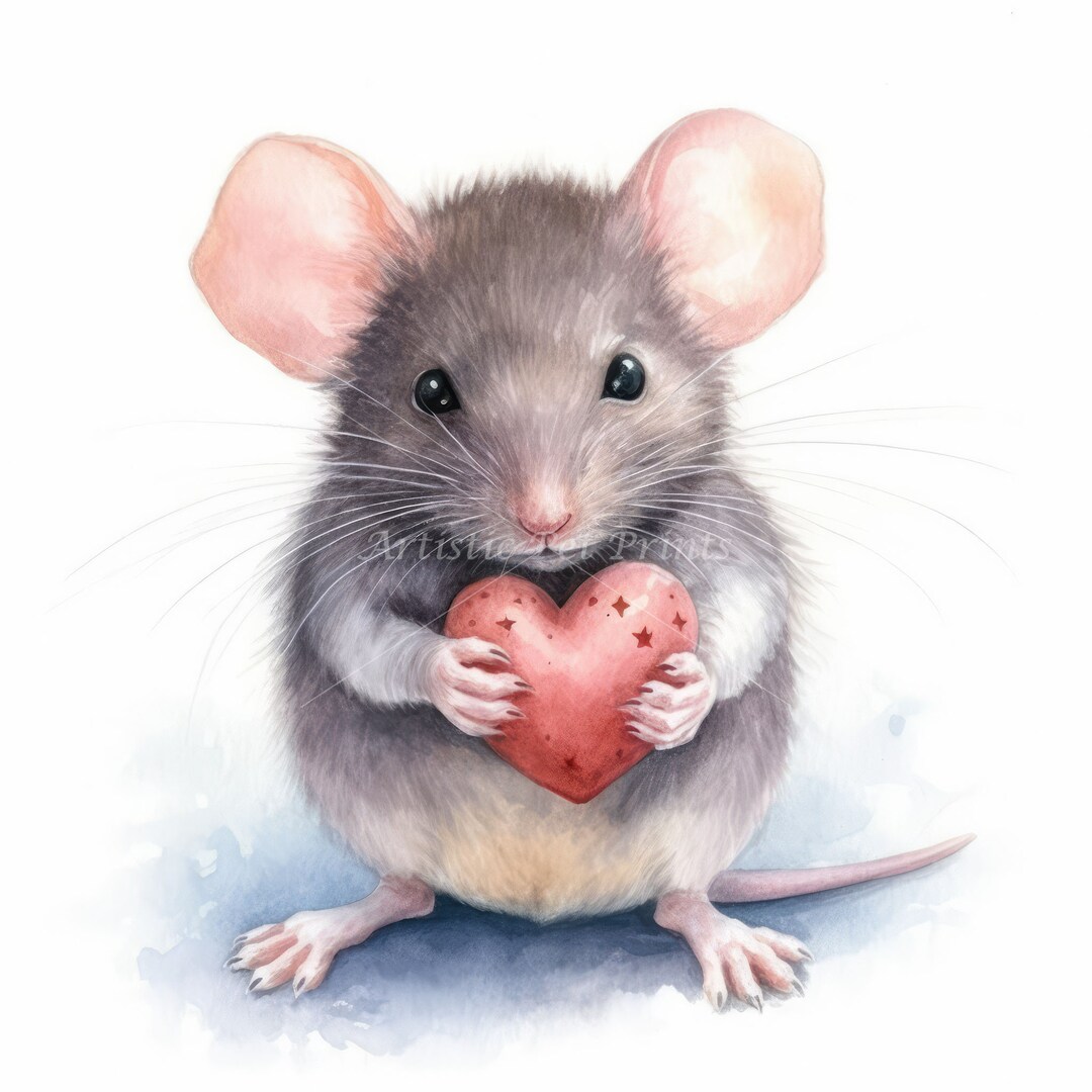 Mouse and Heart Clipart - 10 High Quality JPG Images - Digital Download ...